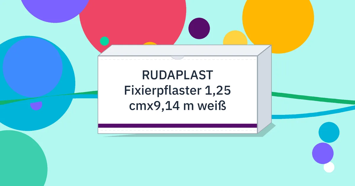 Symbolbild: Packung mit der Aufschrift RUDAPLAST Fixierpflaster 1,25 cmx9,14 m weiß (PZN 09333200) – Verfügbarkeit und Bezug in Apotheken in Frankfurt am Main