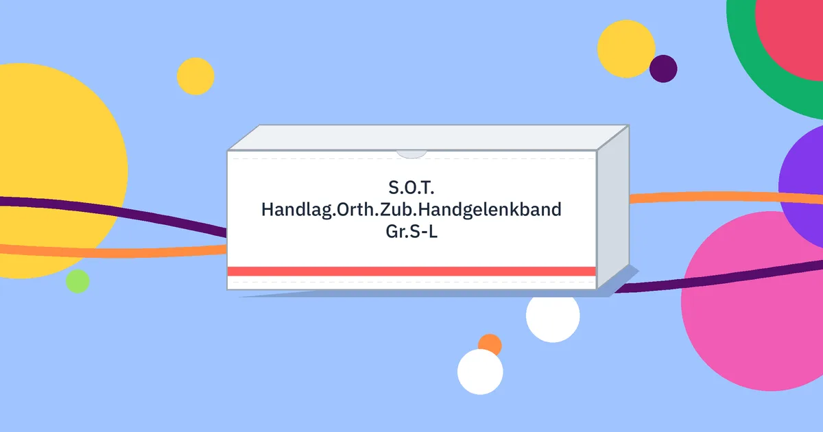 Symbolbild: Packung mit der Aufschrift S.O.T. Handlag.Orth.Zub.Handgelenkband Gr.S-L (PZN 15862061) – Verfügbarkeit und Bezug in Apotheken in Frankfurt am Main