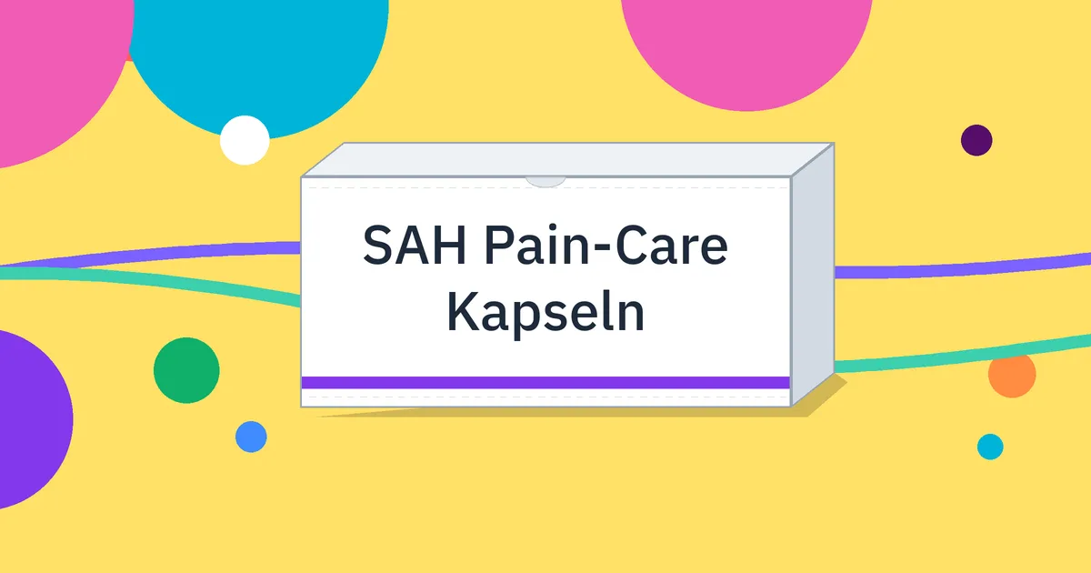 Symbolbild: Packung mit der Aufschrift SAH Pain-Care Kapseln (PZN 18709147) – Verfügbarkeit und Bezug in Apotheken in Frankfurt am Main