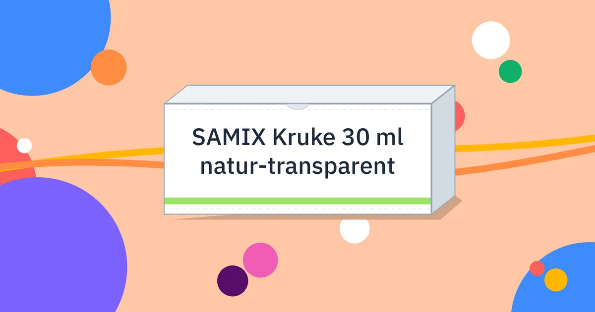 Symbolbild: Packung mit der Aufschrift SAMIX Kruke 30 ml natur-transparent (PZN 11480612) – Verfügbarkeit und Bezug in Apotheken in Frankfurt am Main