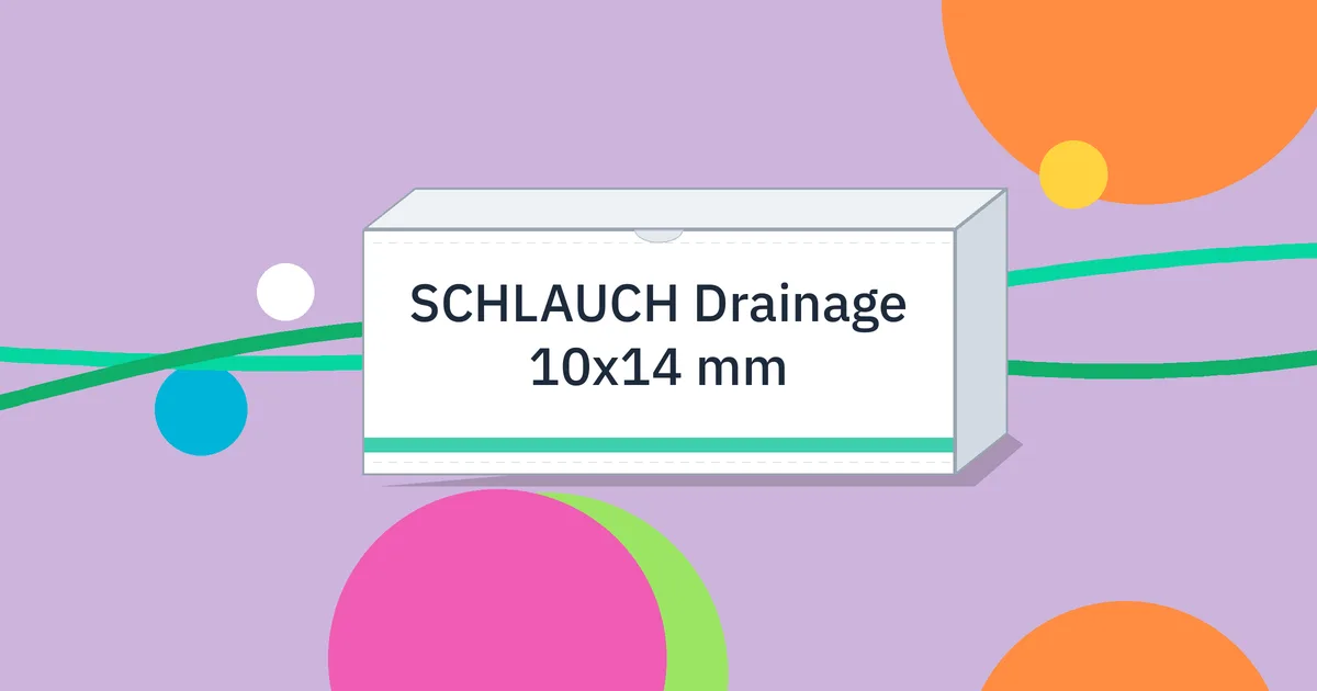 Symbolbild: Packung mit der Aufschrift SCHLAUCH Drainage 10x14 mm (PZN 01969080) – Verfügbarkeit und Bezug in Apotheken in Frankfurt am Main
