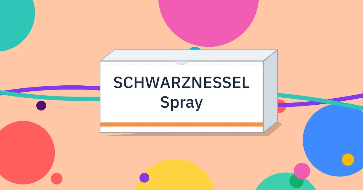 Symbolbild: Packung mit der Aufschrift SCHWARZNESSEL Spray (PZN 12496348) – Verfügbarkeit und Bezug in Apotheken in Frankfurt am Main