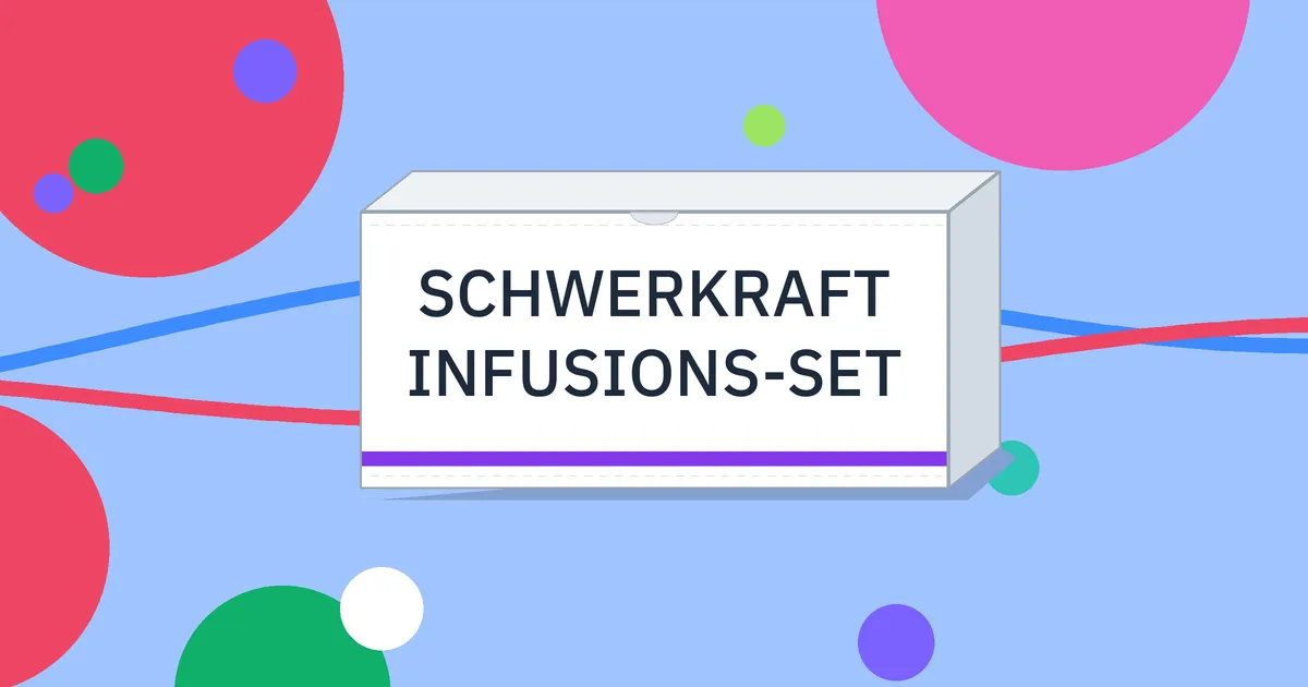 Symbolbild: Packung mit der Aufschrift SCHWERKRAFT INFUSIONS-SET (PZN 16797265) – Verfügbarkeit und Bezug in Apotheken in Frankfurt am Main