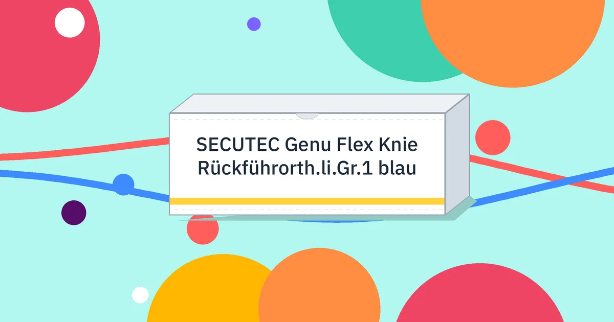 Symbolbild: Packung mit der Aufschrift SECUTEC Genu Flex Knie Rückführorth.li.Gr.1 blau (PZN 18911185) – Verfügbarkeit und Bezug in Apotheken in Frankfurt am Main