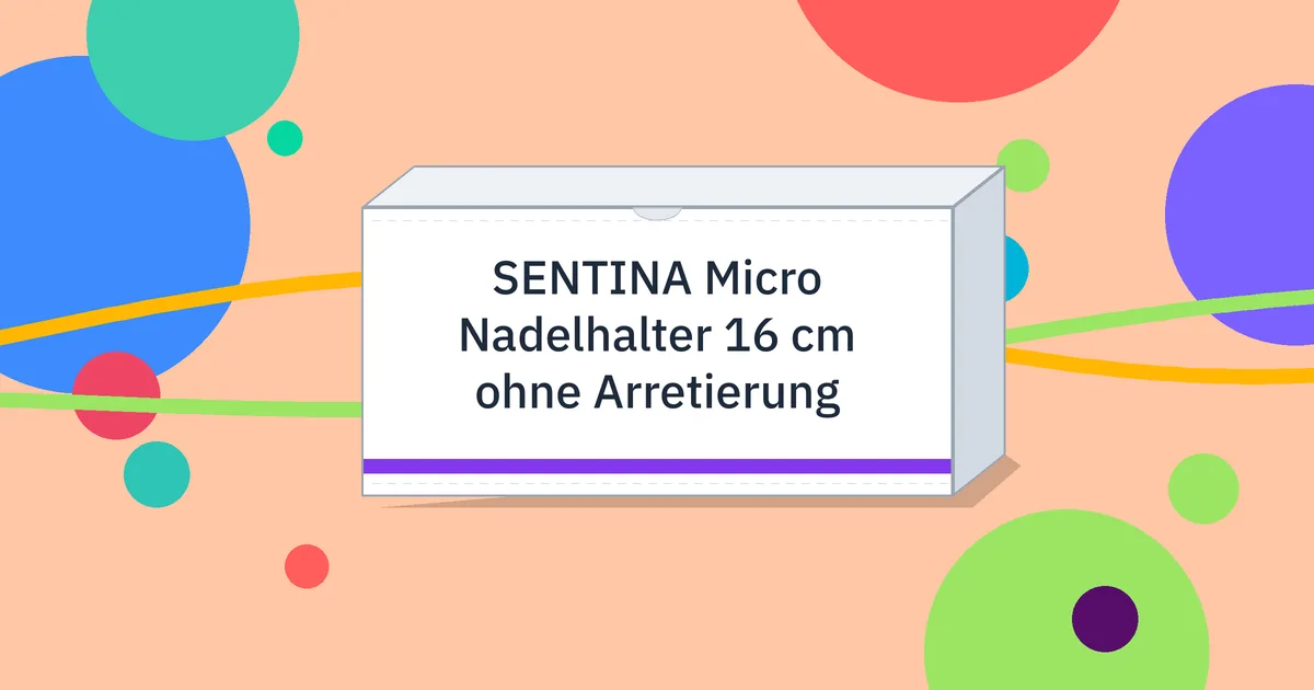 Symbolbild: Packung mit der Aufschrift SENTINA Micro Nadelhalter 16 cm ohne Arretierung (PZN 11592305) – Verfügbarkeit und Bezug in Apotheken in Frankfurt am Main