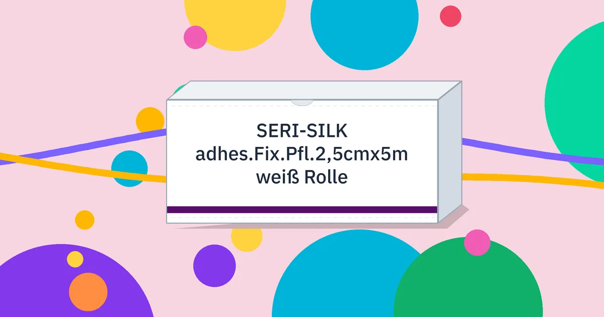 Symbolbild: Packung mit der Aufschrift SERI-SILK adhes.Fix.Pfl.2,5cmx5m weiß Rolle (PZN 19837114) – Verfügbarkeit und Bezug in Apotheken in Frankfurt am Main