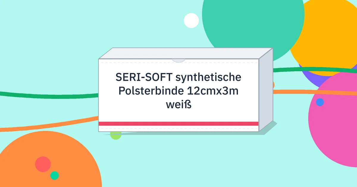 Symbolbild: Packung mit der Aufschrift SERI-SOFT synthetische Polsterbinde 12cmx3m weiß (PZN 19837189) – Verfügbarkeit und Bezug in Apotheken in Frankfurt am Main