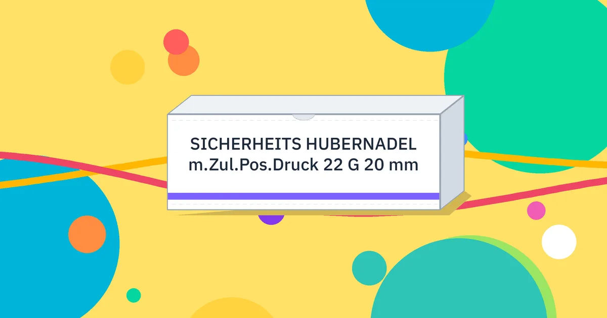 Symbolbild: Packung mit der Aufschrift SICHERHEITS HUBERNADEL m.Zul.Pos.Druck 22 G 20 mm (PZN 14322598) – Verfügbarkeit und Bezug in Apotheken in Frankfurt am Main