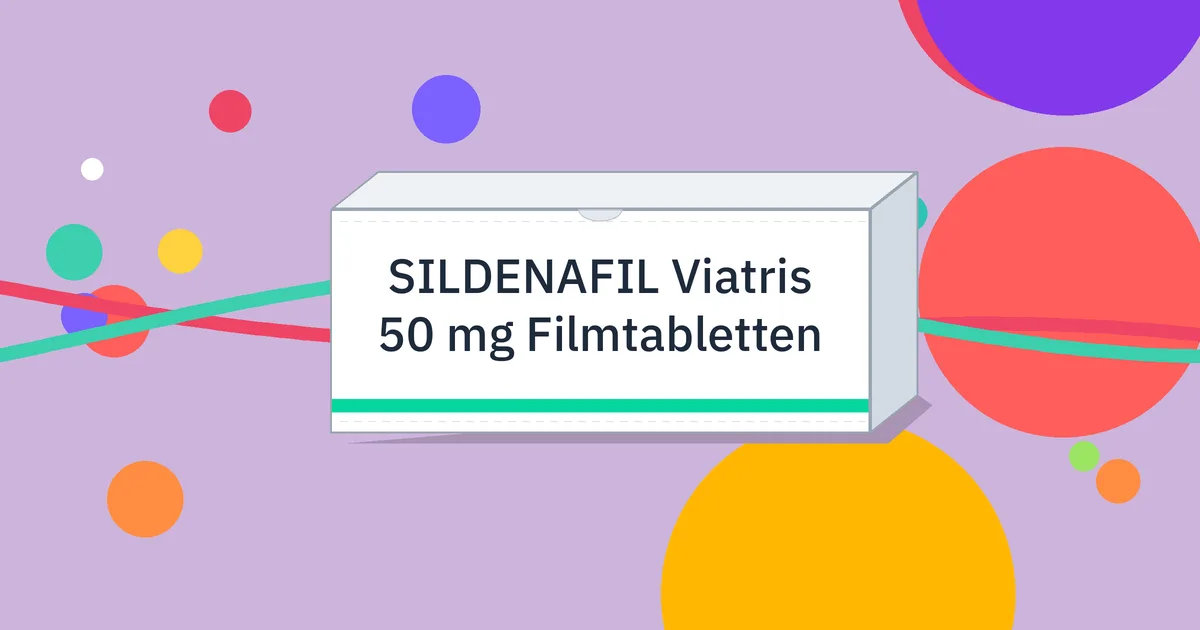 Symbolbild: Packung mit der Aufschrift SILDENAFIL Viatris 50 mg Filmtabletten (PZN 17901730) – Verfügbarkeit und Bezug in Apotheken in Frankfurt am Main