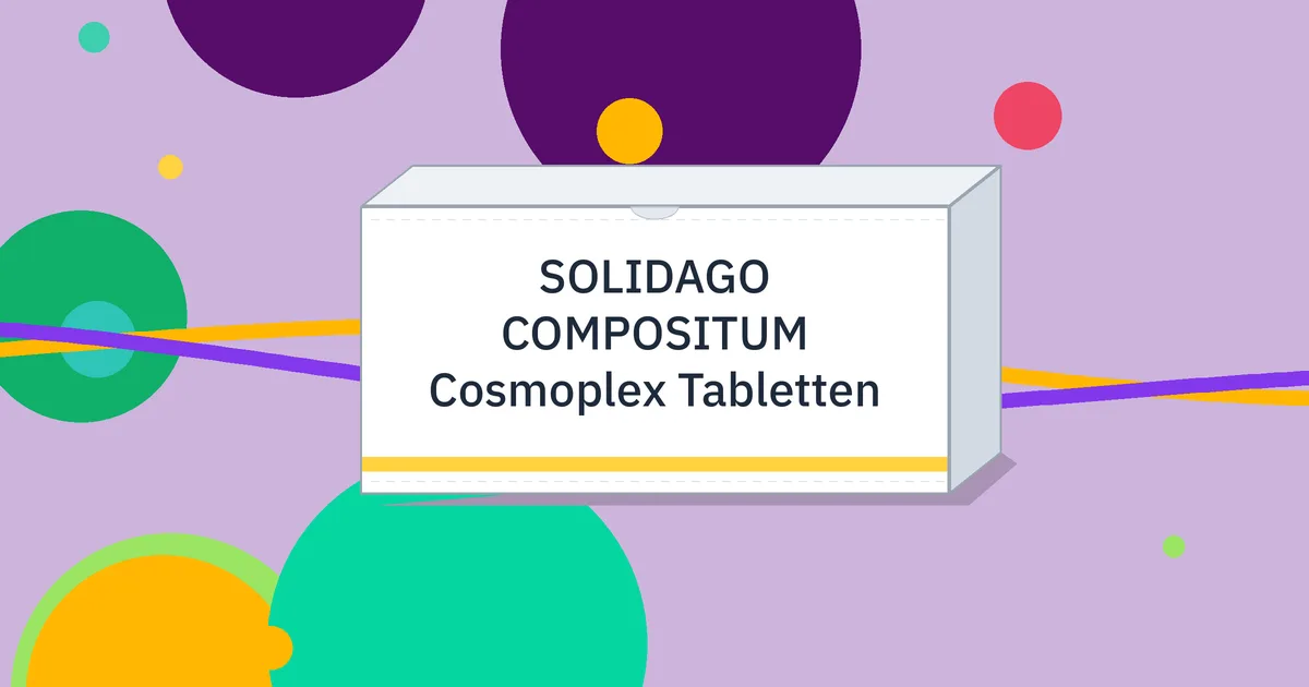 Symbolbild: Packung mit der Aufschrift SOLIDAGO COMPOSITUM Cosmoplex Tabletten (PZN 04329079) – Verfügbarkeit und Bezug in Apotheken in Frankfurt am Main