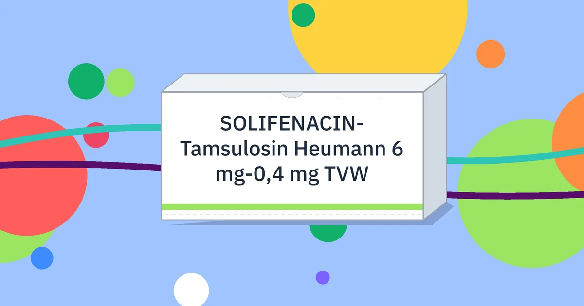 Symbolbild: Packung mit der Aufschrift SOLIFENACIN-Tamsulosin Heumann 6 mg-0,4 mg TVW (PZN 18084233) – Verfügbarkeit und Bezug in Apotheken in Frankfurt am Main