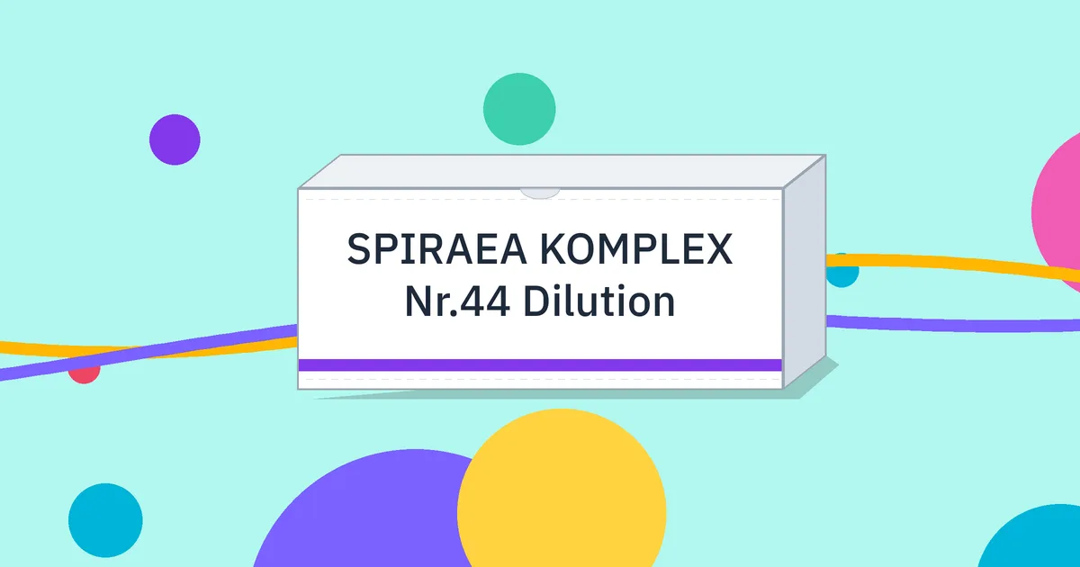 Symbolbild: Packung mit der Aufschrift SPIRAEA KOMPLEX Nr.44 Dilution (PZN 00961395) – Verfügbarkeit und Bezug in Apotheken in Frankfurt am Main