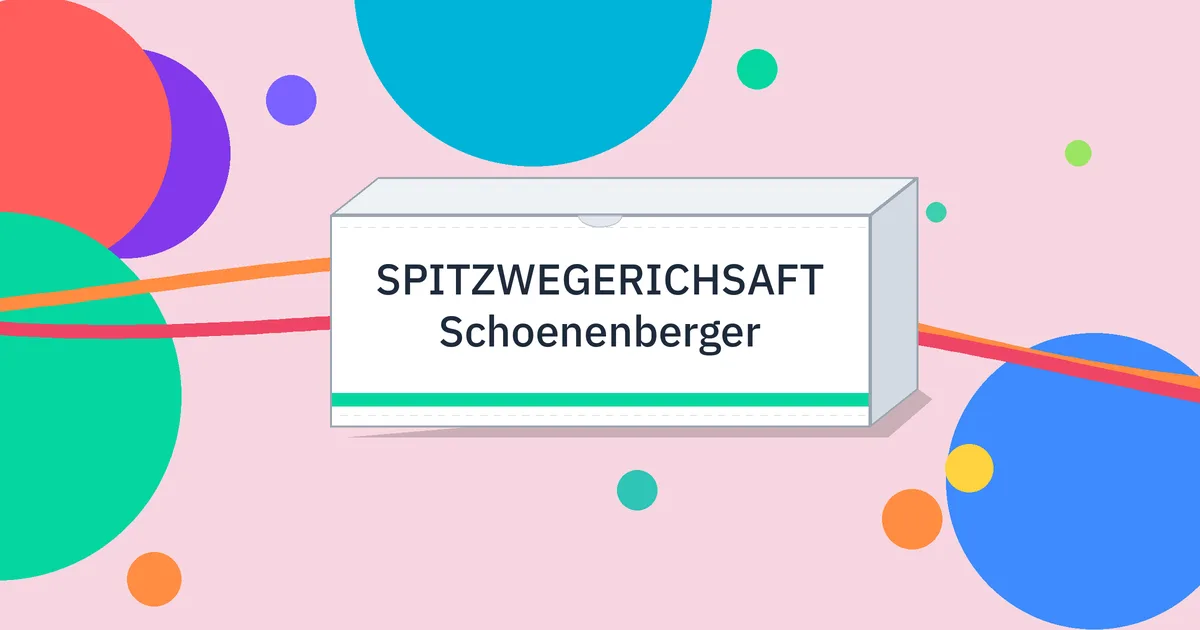 Symbolbild: Packung mit der Aufschrift SPITZWEGERICHSAFT Schoenenberger (PZN 00692334) – Verfügbarkeit und Bezug in Apotheken in Frankfurt am Main