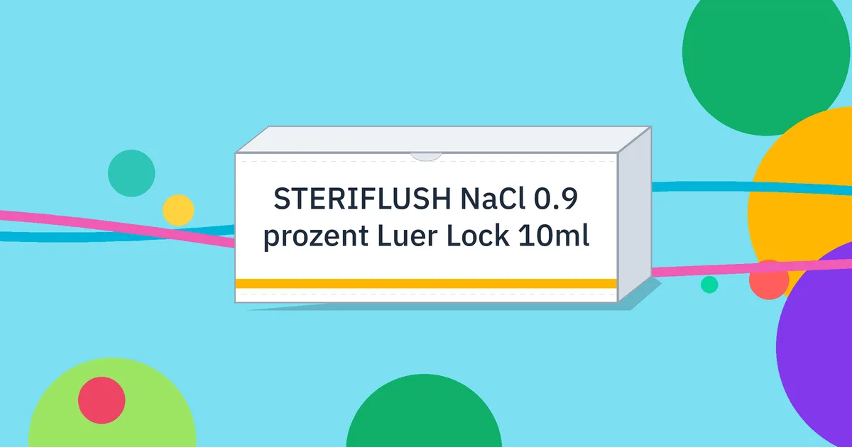 Symbolbild: Packung mit der Aufschrift STERIFLUSH NaCl 0.9 prozent Luer Lock 10ml (PZN 19482792) – Verfügbarkeit und Bezug in Apotheken in Frankfurt am Main