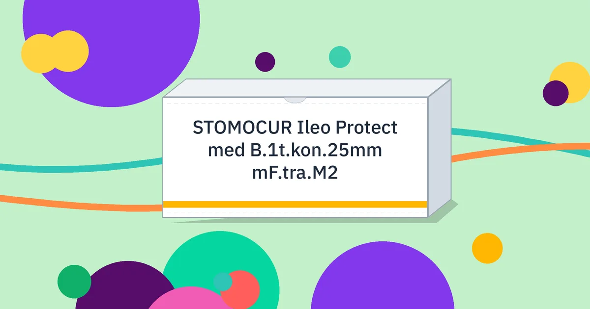 Symbolbild: Packung mit der Aufschrift STOMOCUR Ileo Protect med B.1t.kon.25mm mF.tra.M2 (PZN 17584057) – Verfügbarkeit und Bezug in Apotheken in Frankfurt am Main