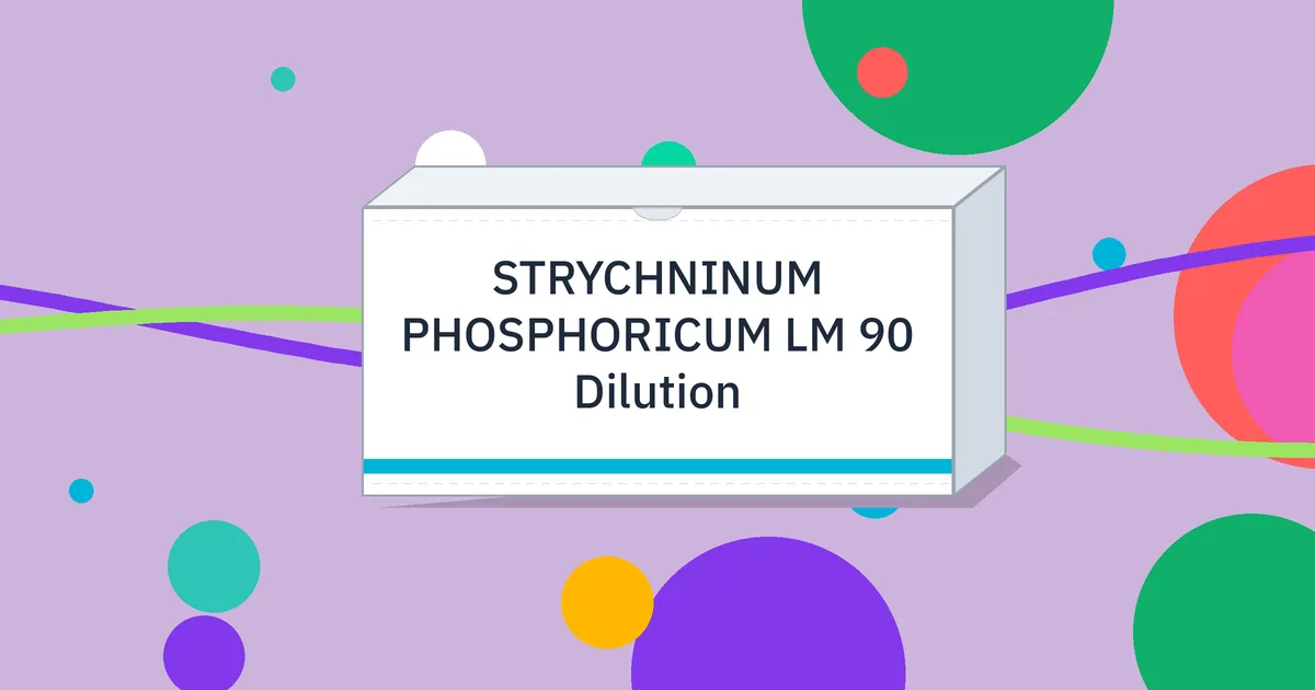 Symbolbild: Packung mit der Aufschrift STRYCHNINUM PHOSPHORICUM LM 90 Dilution (PZN 13207470) – Verfügbarkeit und Bezug in Apotheken in Frankfurt am Main