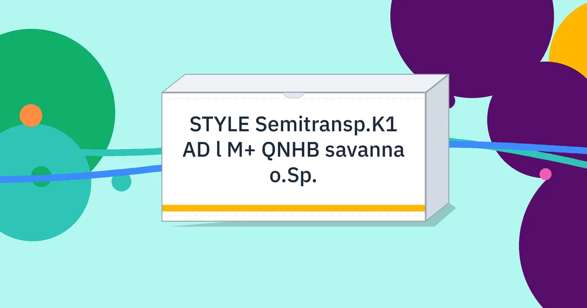 Symbolbild: Packung mit der Aufschrift STYLE Semitransp.K1 AD l M+ QNHB savanna o.Sp. (PZN 18869810) – Verfügbarkeit und Bezug in Apotheken in Frankfurt am Main