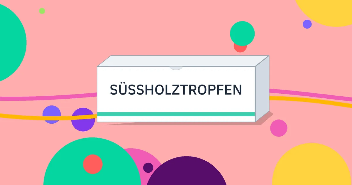 Symbolbild: Packung mit der Aufschrift SÜSSHOLZTROPFEN (PZN 10975062) – Verfügbarkeit und Bezug in Apotheken in Frankfurt am Main