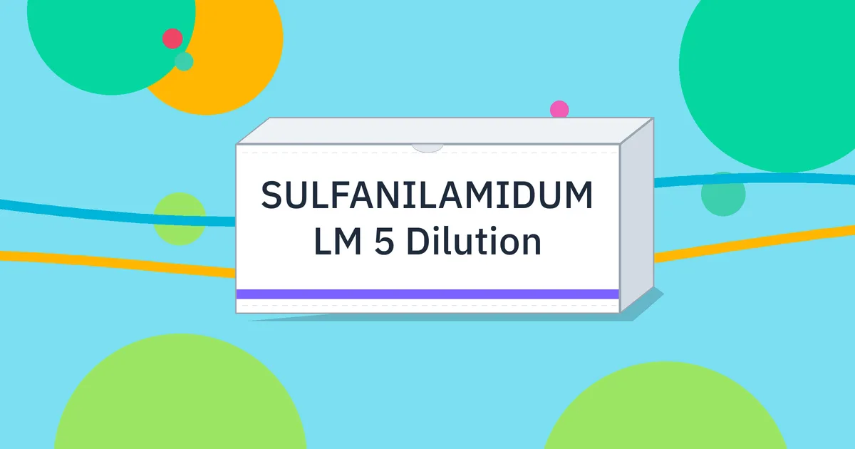 Symbolbild: Packung mit der Aufschrift SULFANILAMIDUM LM 5 Dilution (PZN 13208966) – Verfügbarkeit und Bezug in Apotheken in Frankfurt am Main