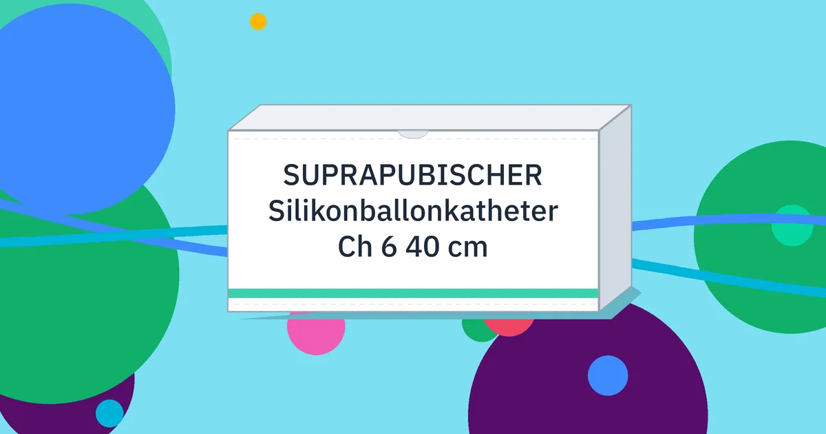 Symbolbild: Packung mit der Aufschrift SUPRAPUBISCHER Silikonballonkatheter Ch 6 40 cm (PZN 04711956) – Verfügbarkeit und Bezug in Apotheken in Frankfurt am Main