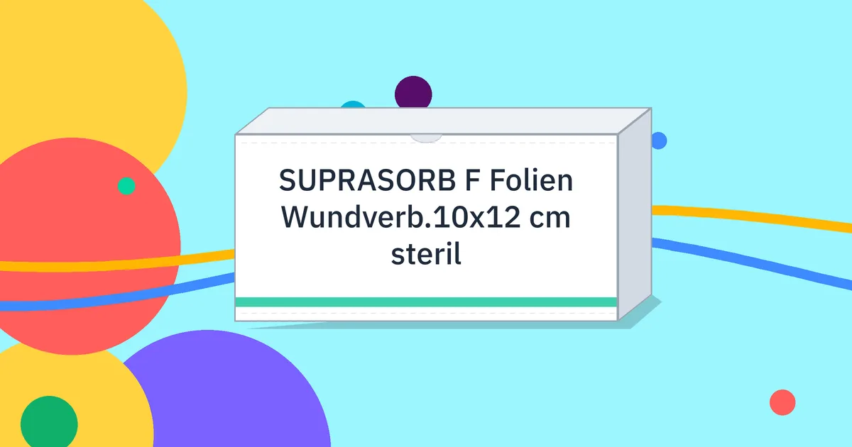 Symbolbild: Packung mit der Aufschrift SUPRASORB F Folien Wundverb.10x12 cm steril (PZN 03398747) – Verfügbarkeit und Bezug in Apotheken in Frankfurt am Main