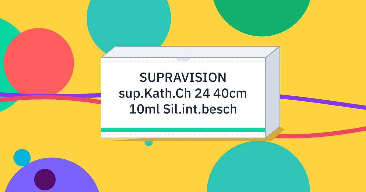 Symbolbild: Packung mit der Aufschrift SUPRAVISION sup.Kath.Ch 24 40cm 10ml Sil.int.besch (PZN 16500041) – Verfügbarkeit und Bezug in Apotheken in Frankfurt am Main