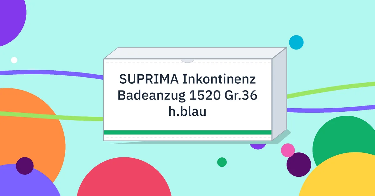 Symbolbild: Packung mit der Aufschrift SUPRIMA Inkontinenz Badeanzug 1520 Gr.36 h.blau (PZN 00721633) – Verfügbarkeit und Bezug in Apotheken in Frankfurt am Main