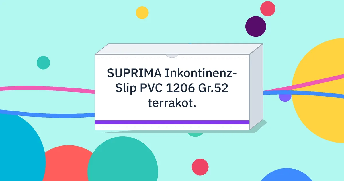 Symbolbild: Packung mit der Aufschrift SUPRIMA Inkontinenz-Slip PVC 1206 Gr.52 terrakot. (PZN 00417562) – Verfügbarkeit und Bezug in Apotheken in Frankfurt am Main