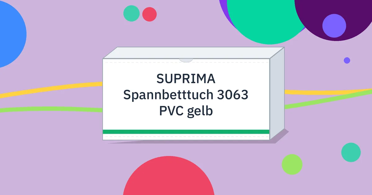 Symbolbild: Packung mit der Aufschrift SUPRIMA Spannbetttuch 3063 PVC gelb (PZN 01226143) – Verfügbarkeit und Bezug in Apotheken in Frankfurt am Main