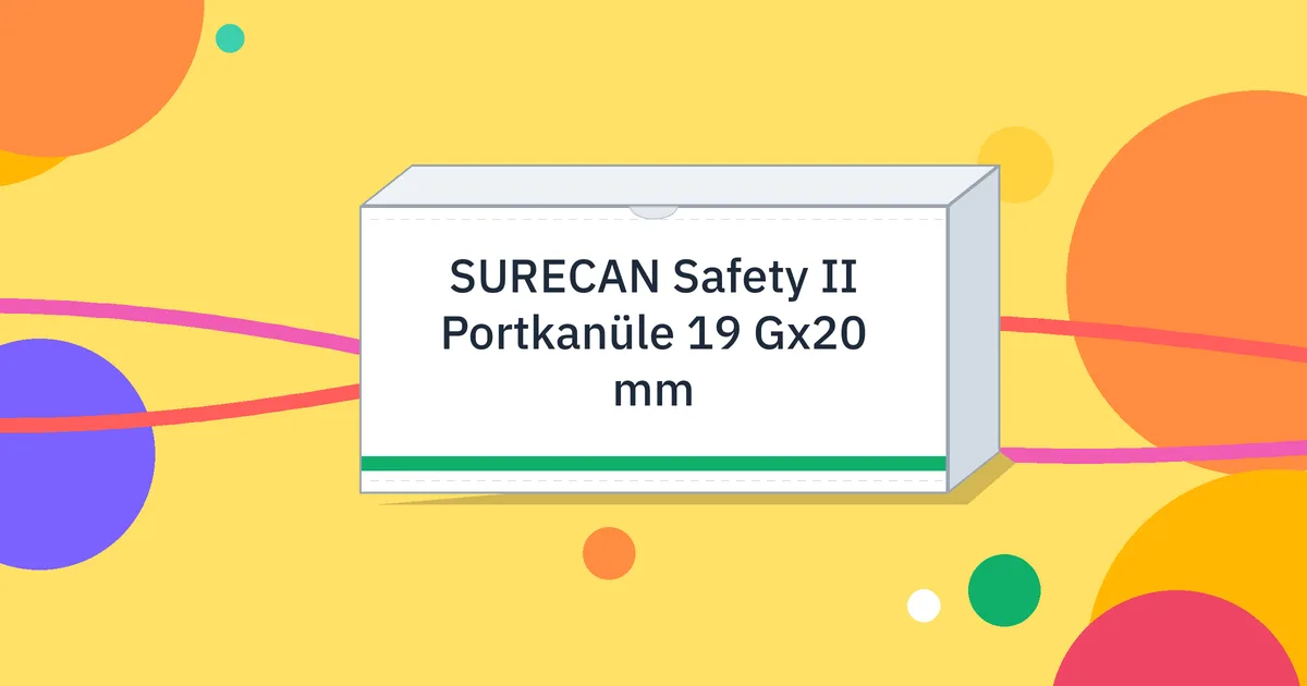 Symbolbild: Packung mit der Aufschrift SURECAN Safety II Portkanüle 19 Gx20 mm (PZN 14286885) – Verfügbarkeit und Bezug in Apotheken in Frankfurt am Main