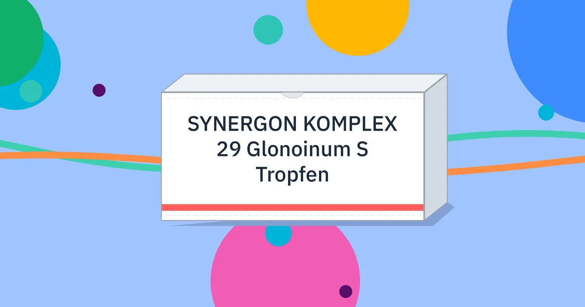 Symbolbild: Packung mit der Aufschrift SYNERGON KOMPLEX 29 Glonoinum S Tropfen (PZN 18326682) – Verfügbarkeit und Bezug in Apotheken in Frankfurt am Main