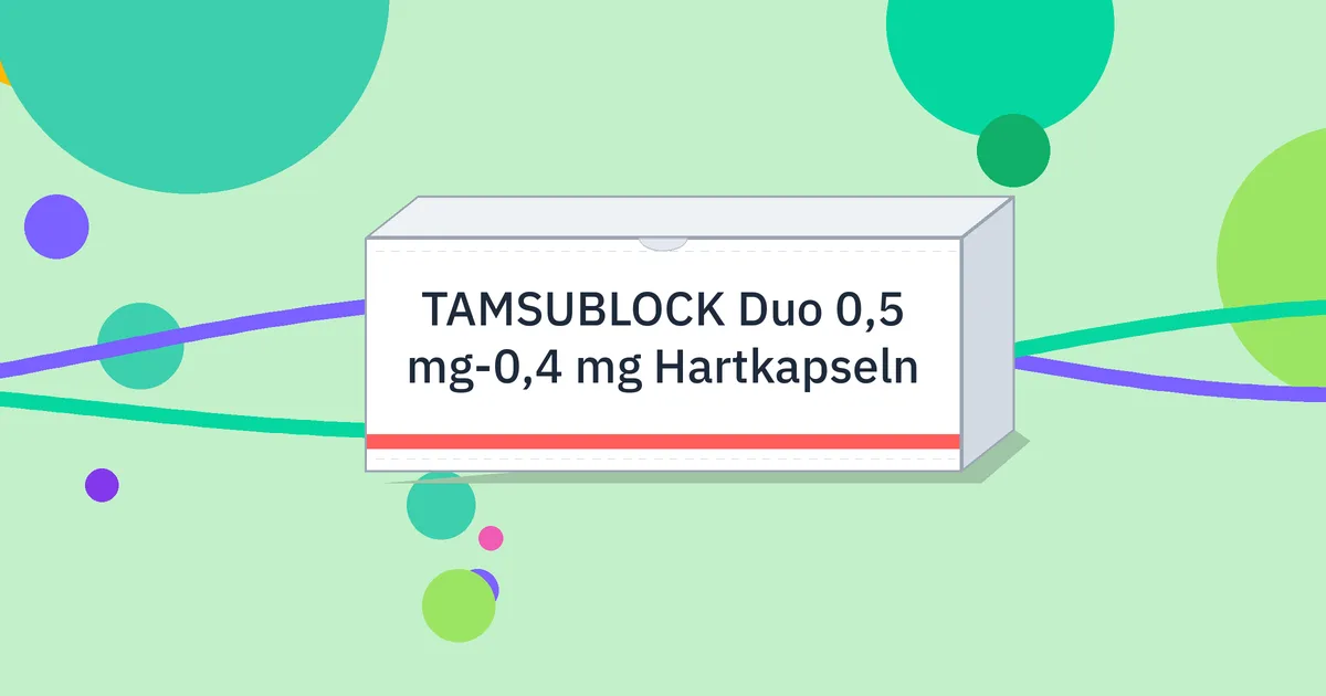 Symbolbild: Packung mit der Aufschrift TAMSUBLOCK Duo 0,5 mg-0,4 mg Hartkapseln (PZN 16239424) – Verfügbarkeit und Bezug in Apotheken in Frankfurt am Main