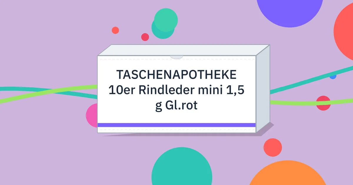 Symbolbild: Packung mit der Aufschrift TASCHENAPOTHEKE 10er Rindleder mini 1,5 g Gl.rot (PZN 00420819) – Verfügbarkeit und Bezug in Apotheken in Frankfurt am Main