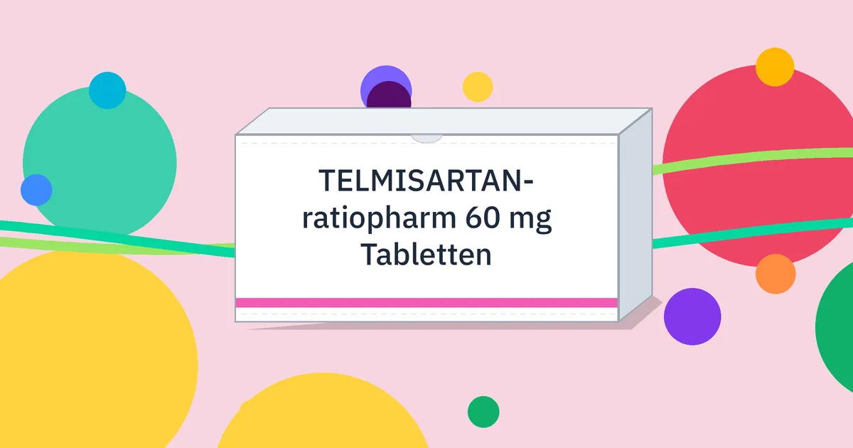 Symbolbild: Packung mit der Aufschrift TELMISARTAN-ratiopharm 60 mg Tabletten (PZN 02717104) – Verfügbarkeit und Bezug in Apotheken in Frankfurt am Main