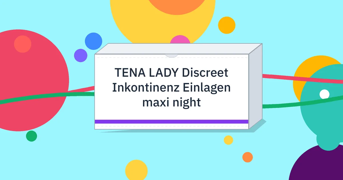 Symbolbild: Packung mit der Aufschrift TENA LADY Discreet Inkontinenz Einlagen maxi night (PZN 15246385) – Verfügbarkeit und Bezug in Apotheken in Frankfurt am Main