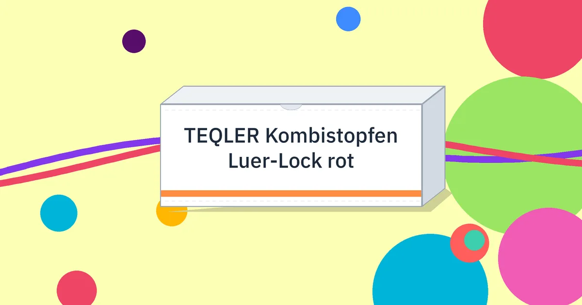 Symbolbild: Packung mit der Aufschrift TEQLER Kombistopfen Luer-Lock rot (PZN 18604891) – Verfügbarkeit und Bezug in Apotheken in Frankfurt am Main