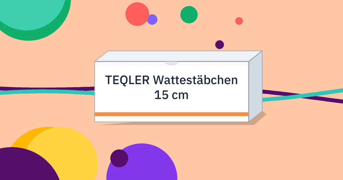 Symbolbild: Packung mit der Aufschrift TEQLER Wattestäbchen 15 cm (PZN 17527527) – Verfügbarkeit und Bezug in Apotheken in Frankfurt am Main