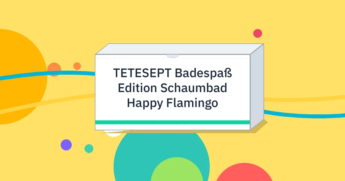 Symbolbild: Packung mit der Aufschrift TETESEPT Badespaß Edition Schaumbad Happy Flamingo (PZN 18253782) – Verfügbarkeit und Bezug in Apotheken in Frankfurt am Main
