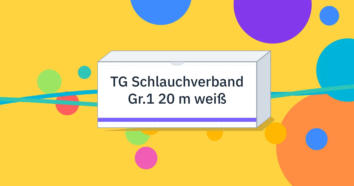 Symbolbild: Packung mit der Aufschrift TG Schlauchverband Gr.1 20 m weiß (PZN 11116013) – Verfügbarkeit und Bezug in Apotheken in Frankfurt am Main