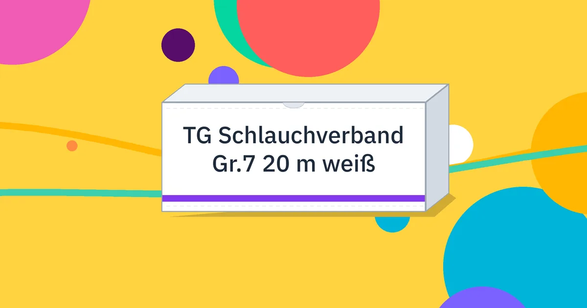 Symbolbild: Packung mit der Aufschrift TG Schlauchverband Gr.7 20 m weiß (PZN 19557047) – Verfügbarkeit und Bezug in Apotheken in Frankfurt am Main