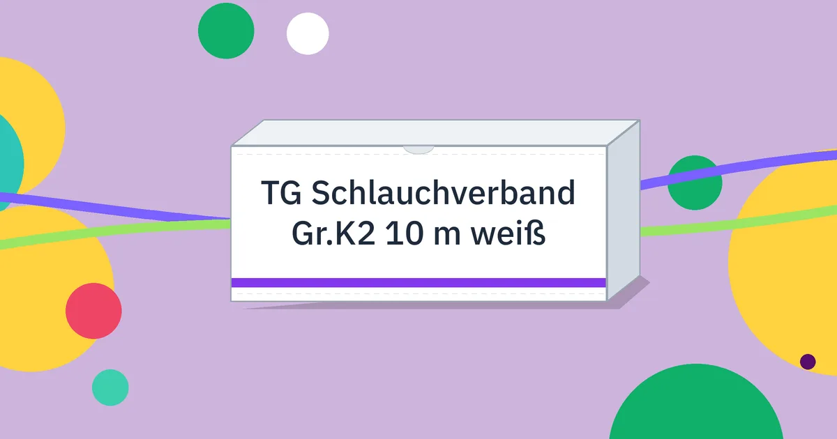 Symbolbild: Packung mit der Aufschrift TG Schlauchverband Gr.K2 10 m weiß (PZN 01020200) – Verfügbarkeit und Bezug in Apotheken in Frankfurt am Main