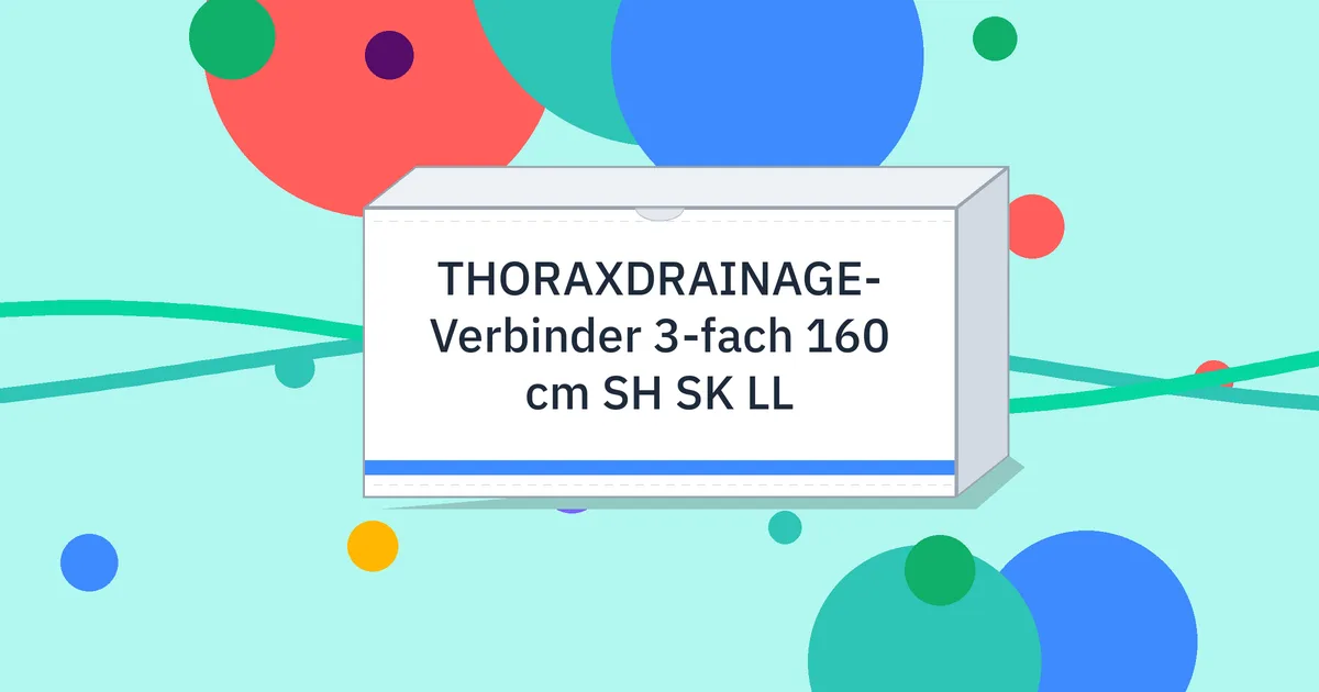 Symbolbild: Packung mit der Aufschrift THORAXDRAINAGE-Verbinder 3-fach 160 cm SH SK LL (PZN 17486573) – Verfügbarkeit und Bezug in Apotheken in Frankfurt am Main