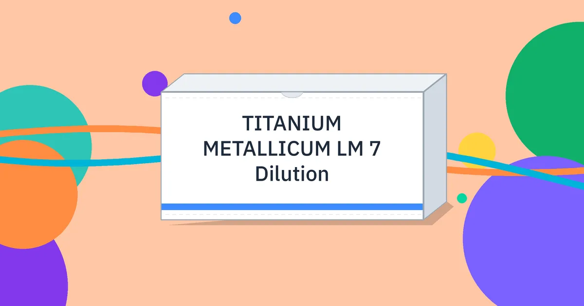 Symbolbild: Packung mit der Aufschrift TITANIUM METALLICUM LM 7 Dilution (PZN 13224273) – Verfügbarkeit und Bezug in Apotheken in Frankfurt am Main