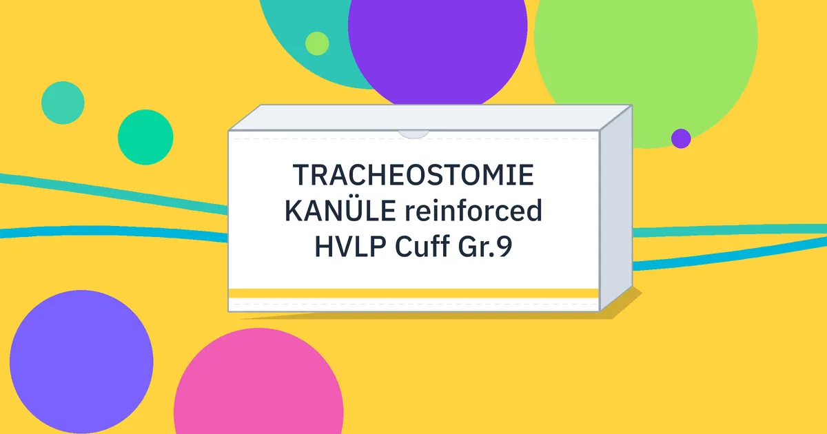 Symbolbild: Packung mit der Aufschrift TRACHEOSTOMIE KANÜLE reinforced HVLP Cuff Gr.9 (PZN 09224178) – Verfügbarkeit und Bezug in Apotheken in Frankfurt am Main