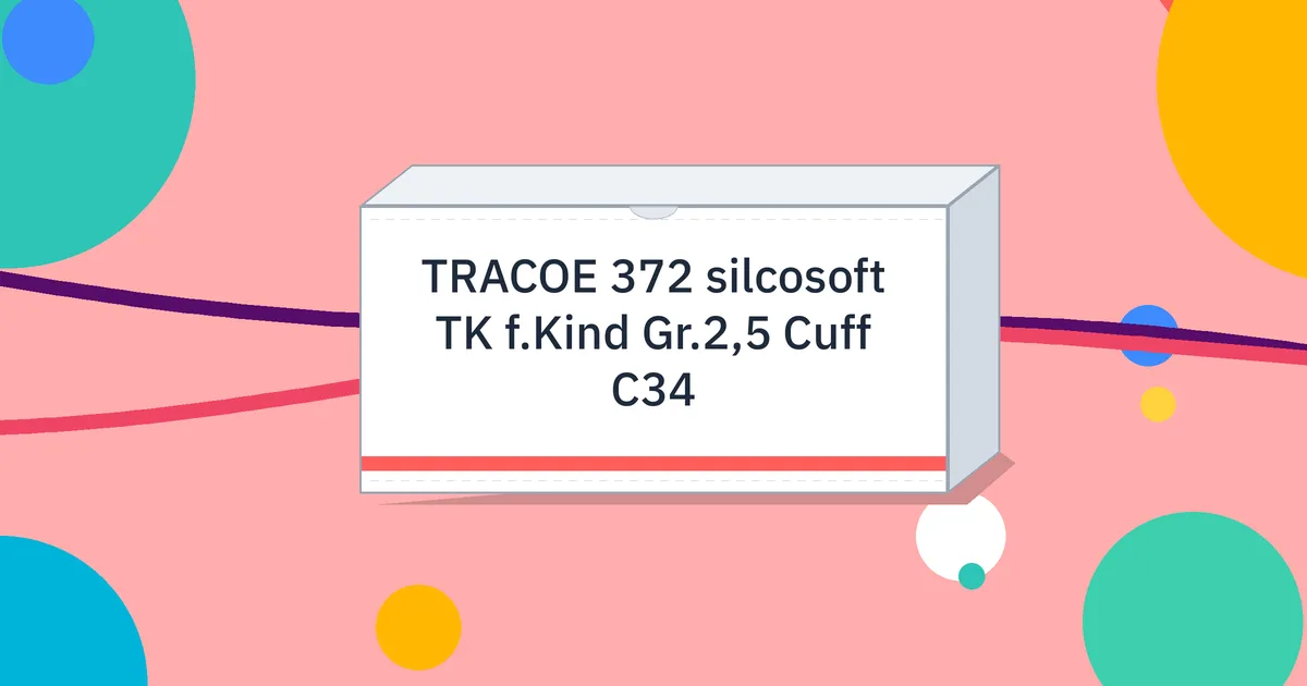 Symbolbild: Packung mit der Aufschrift TRACOE 372 silcosoft TK f.Kind Gr.2,5 Cuff C34 (PZN 14315865) – Verfügbarkeit und Bezug in Apotheken in Frankfurt am Main