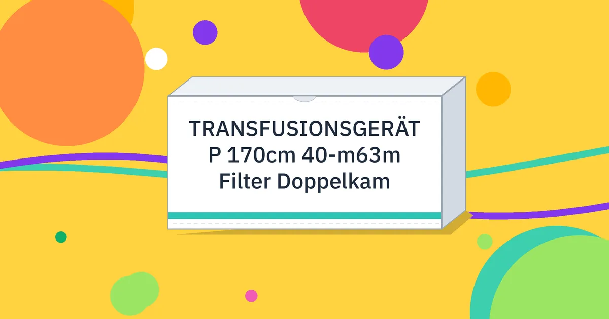 Symbolbild: Packung mit der Aufschrift TRANSFUSIONSGERÄT P 170cm 40-m63m Filter Doppelkam (PZN 17486662) – Verfügbarkeit und Bezug in Apotheken in Frankfurt am Main