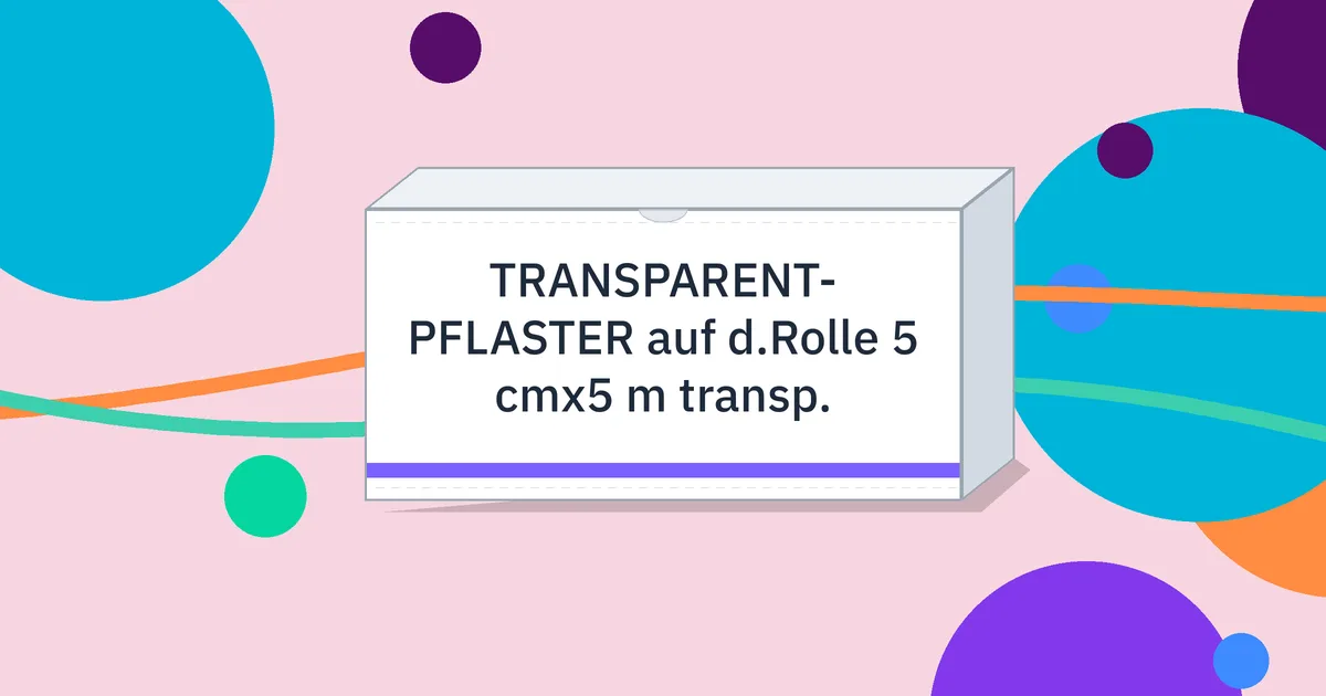 Symbolbild: Packung mit der Aufschrift TRANSPARENT-PFLASTER auf d.Rolle 5 cmx5 m transp. (PZN 09781625) – Verfügbarkeit und Bezug in Apotheken in Frankfurt am Main