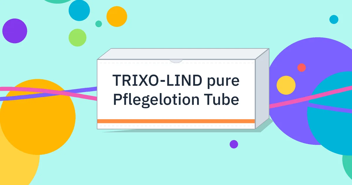 Symbolbild: Packung mit der Aufschrift TRIXO-LIND pure Pflegelotion Tube (PZN 17581627) – Verfügbarkeit und Bezug in Apotheken in Frankfurt am Main