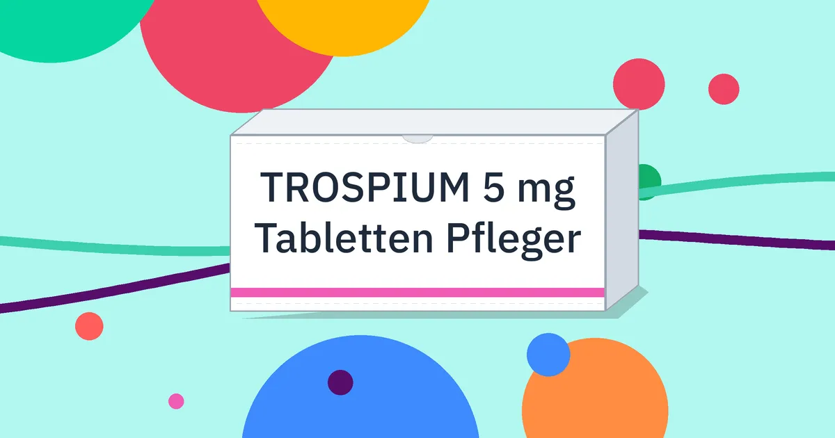 Symbolbild: Packung mit der Aufschrift TROSPIUM 5 mg Tabletten Pfleger (PZN 03648084) – Verfügbarkeit und Bezug in Apotheken in Frankfurt am Main