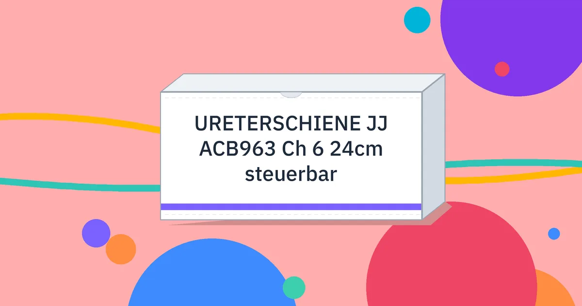 Symbolbild: Packung mit der Aufschrift URETERSCHIENE JJ ACB963 Ch 6 24cm steuerbar (PZN 00486735) – Verfügbarkeit und Bezug in Apotheken in Frankfurt am Main